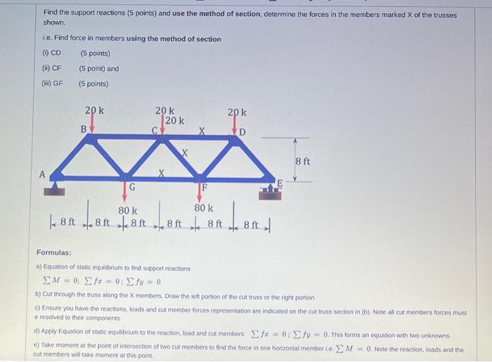 Solved Find the support reactions (5 points) and use the | Chegg.com