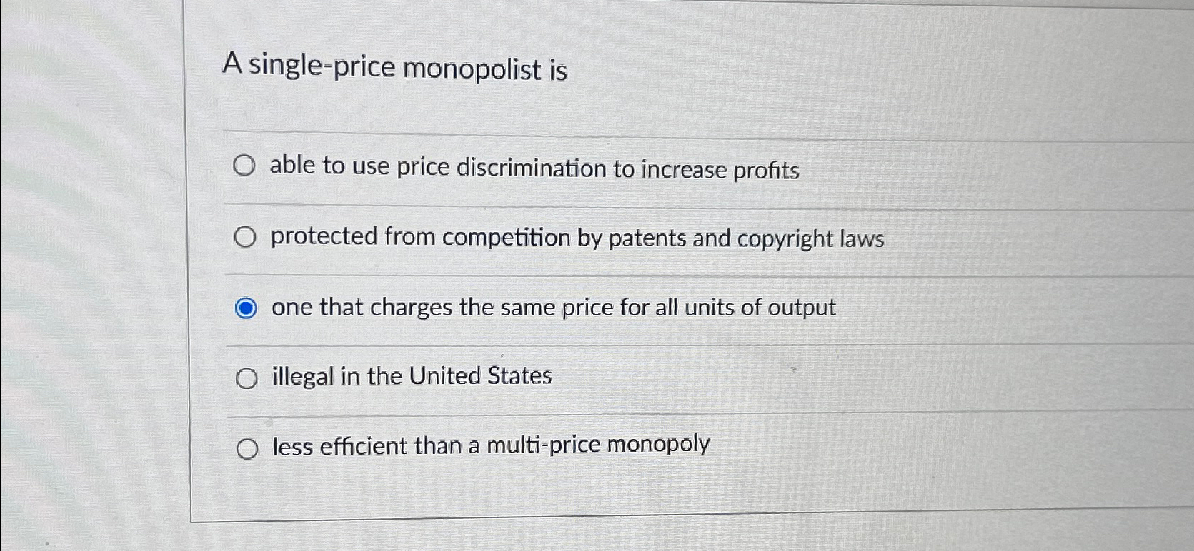 Solved A single-price monopolist isable to use price | Chegg.com