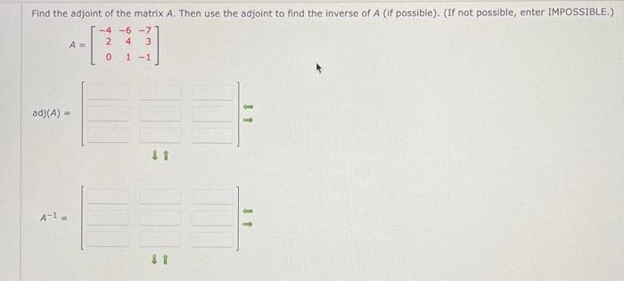 Find the adjoint of the matrix A. Then use the | Chegg.com