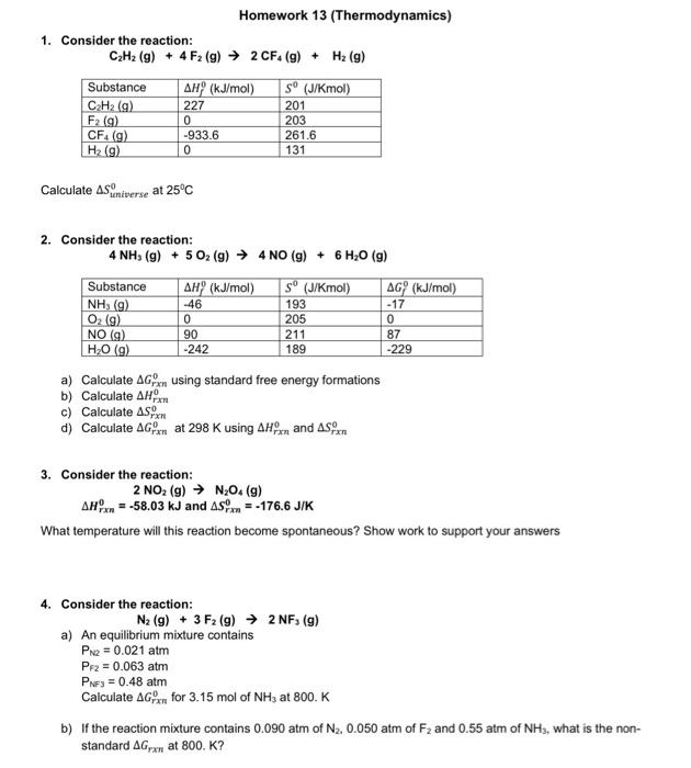 Solved Homework 13 (Thermodynamics) 1. Consider the | Chegg.com