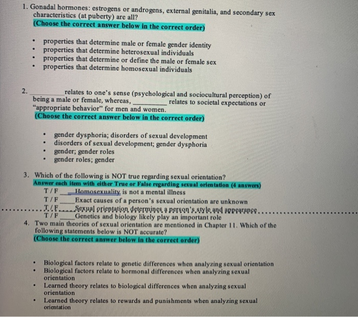 Solved 1 Gonadal Hormones Estrogens Or Androgens External