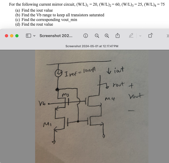 For the following current mirror circuit, | Chegg.com