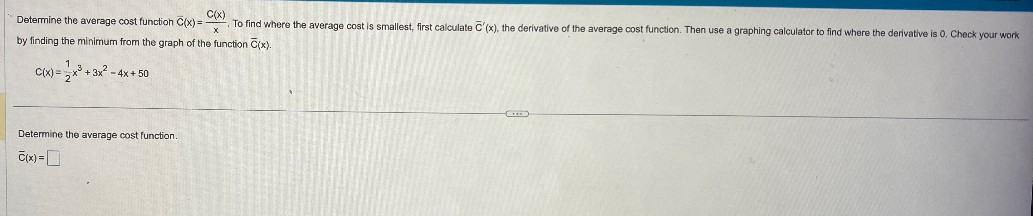 Solved Determine the average cost function | Chegg.com