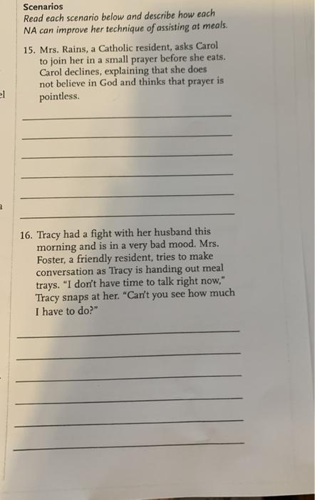 Solved Scenarios Read each scenario below and describe how | Chegg.com