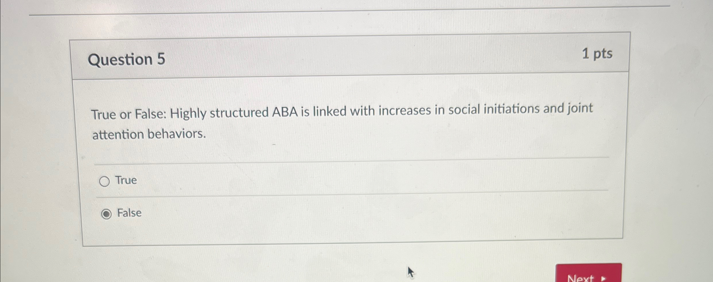 Solved Question 51 ﻿ptsTrue or False: Highly structured ABA | Chegg.com