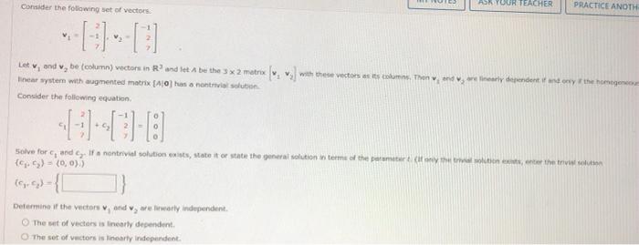 Solved Consider the following set of vectors ASK YOUR | Chegg.com