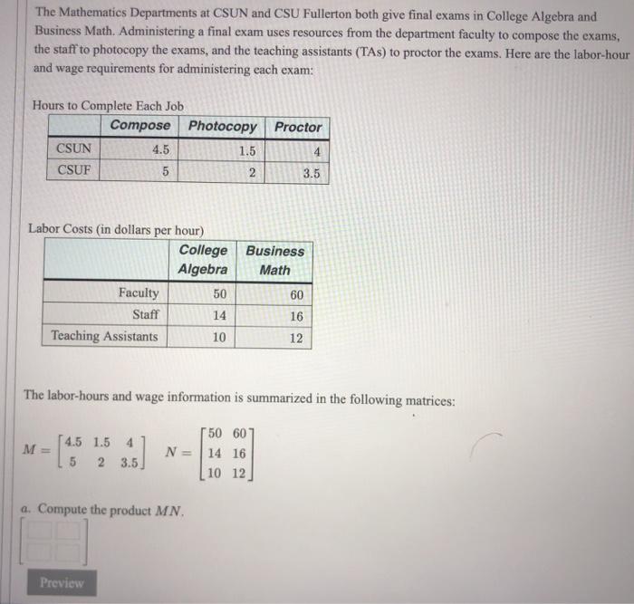 Solved The Mathematics Departments at CSUN and CSU Fullerton | Chegg.com