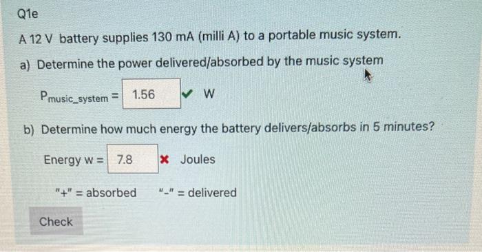 Solved A 12 V battery supplies 130 mA (milli A) to a | Chegg.com