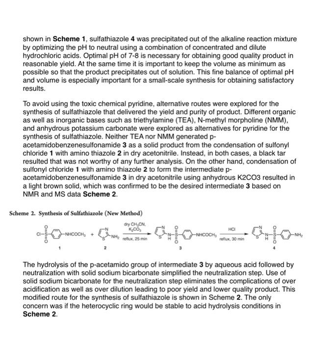 Solved A Safer and Convenient Synthesis of Sulfathiazole | Chegg.com
