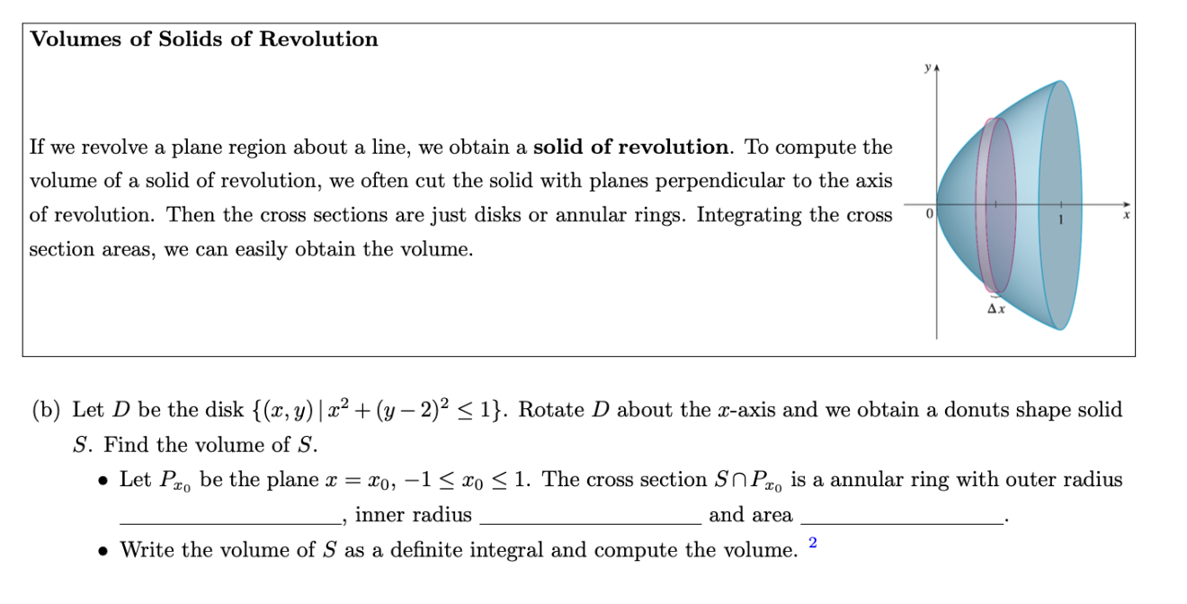 Solved Volumes of Solids of RevolutionIf we revolve a plane | Chegg.com