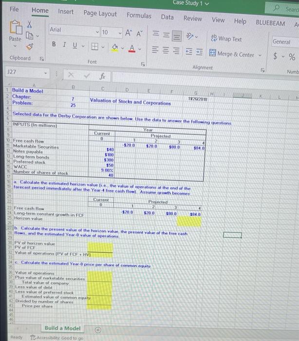 Solved A. Calculate the estimated horizon value (the value | Chegg.com