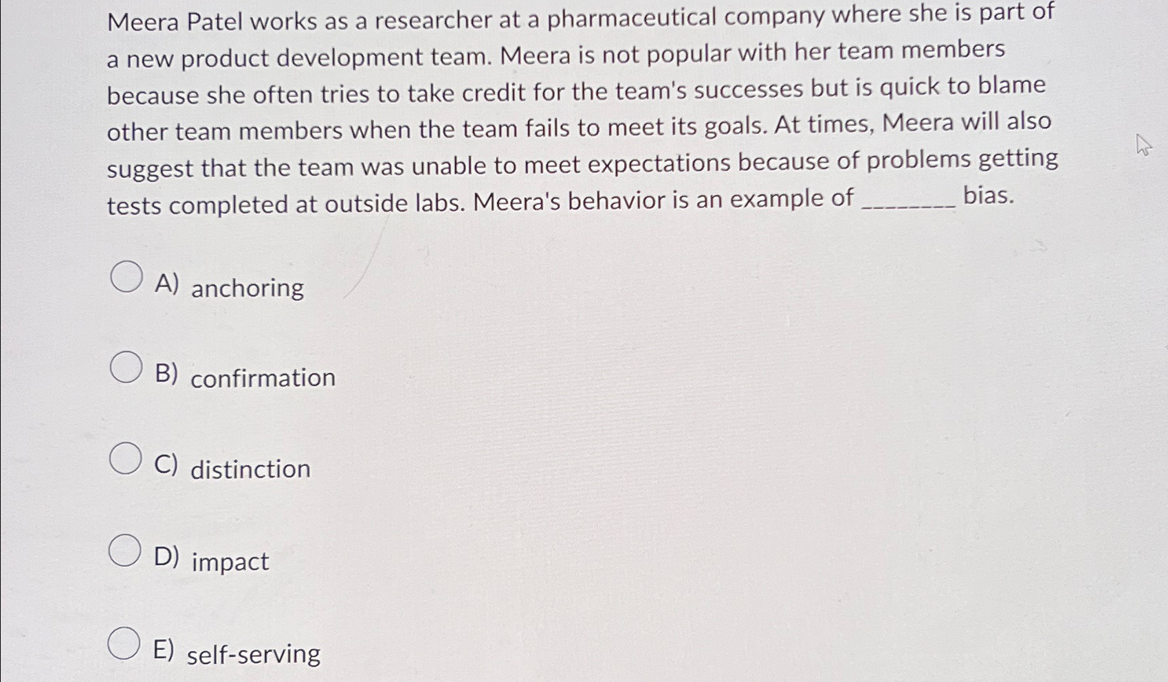 Solved Meera Patel works as a researcher at a pharmaceutical | Chegg.com