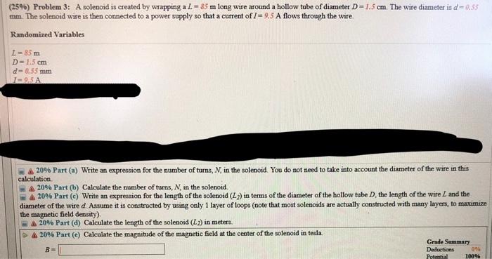 Solved (259) Problem 3: A solenoid is created by wrapping a | Chegg.com