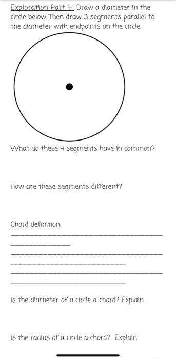 Solved Exploration Part 1 Draw a diameter in the circle | Chegg.com