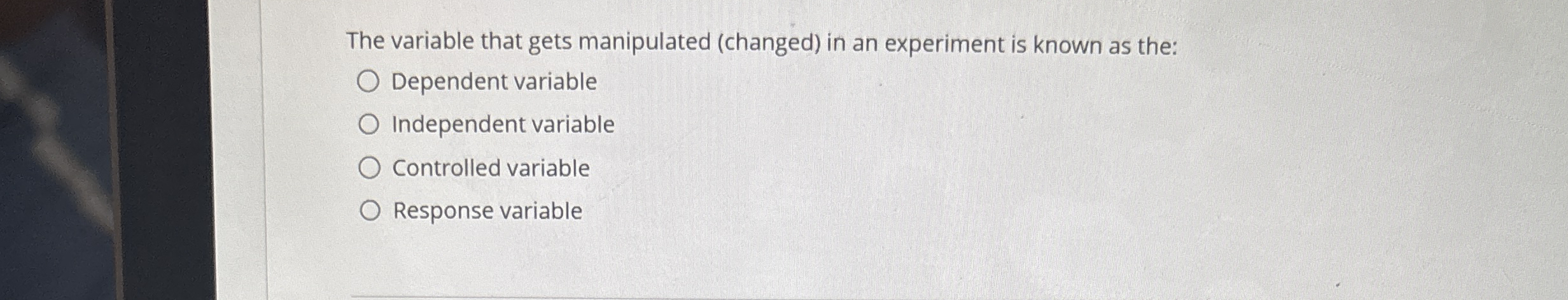 Solved The variable that gets manipulated (changed) ﻿in an | Chegg.com