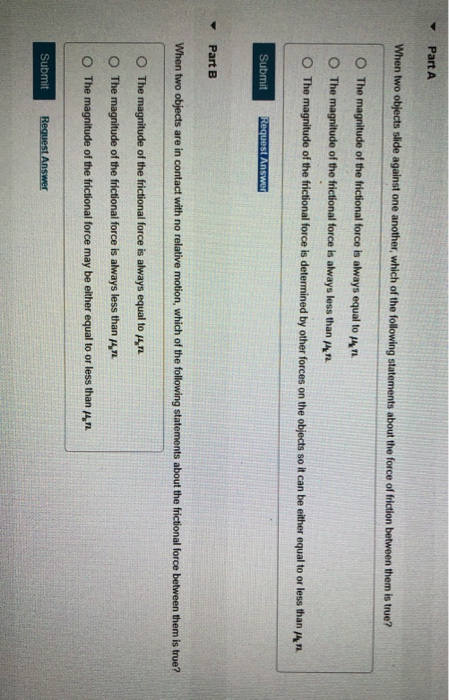 Solved Part A When two objects slide against one another, | Chegg.com
