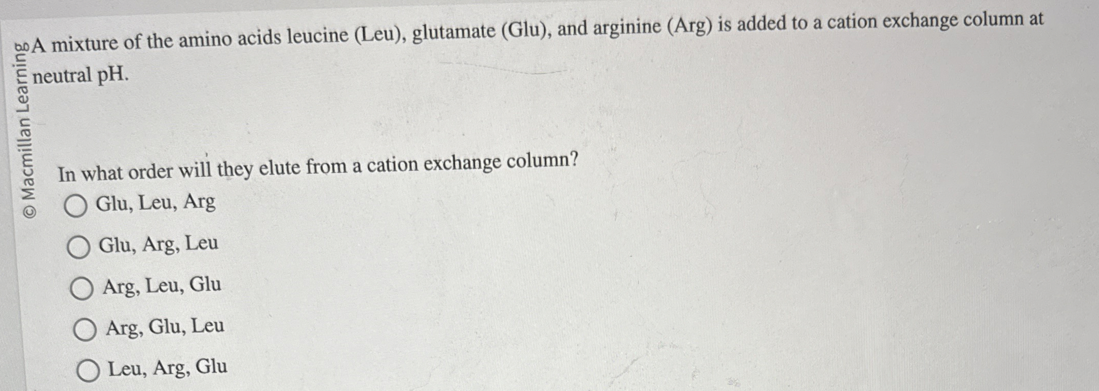 Solved ?5∞A mixture of the amino acids leucine (Leu), | Chegg.com