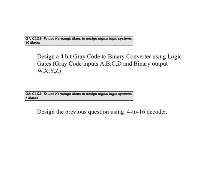 Solved Q1: CLO3- To use Karnaugh Maps to design digital | Chegg.com