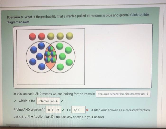 Solved Scenario 4: What is the probability that a marble | Chegg.com