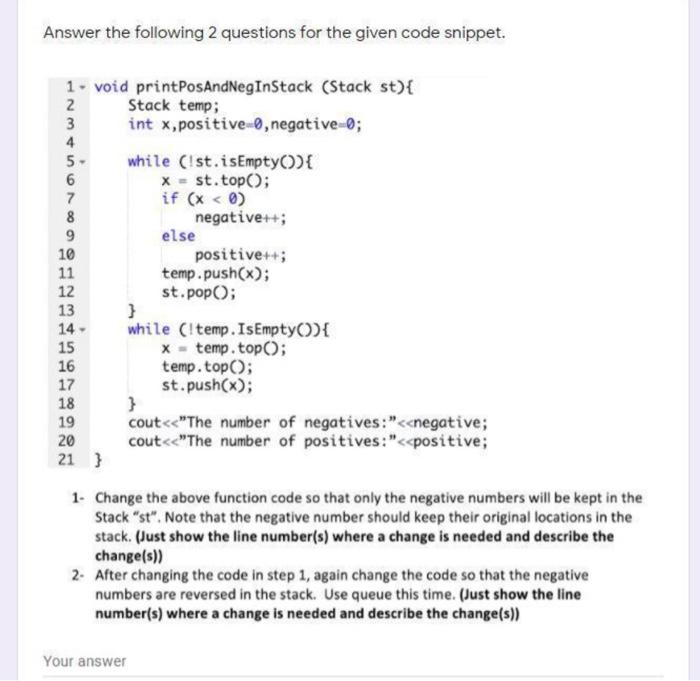 Solved Answer the following 2 questions for the given code | Chegg.com