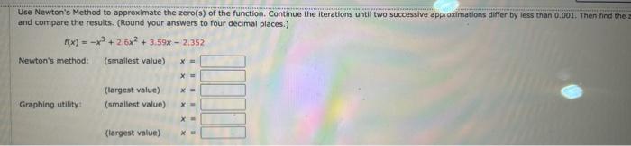 Solved Use Newtons Method To Approximate The Zero S Of The