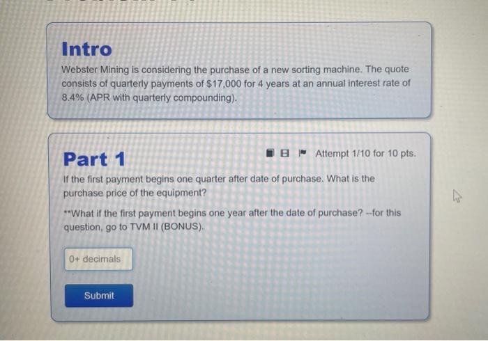 Solved Webster Mining is considering the purchase of a new | Chegg.com