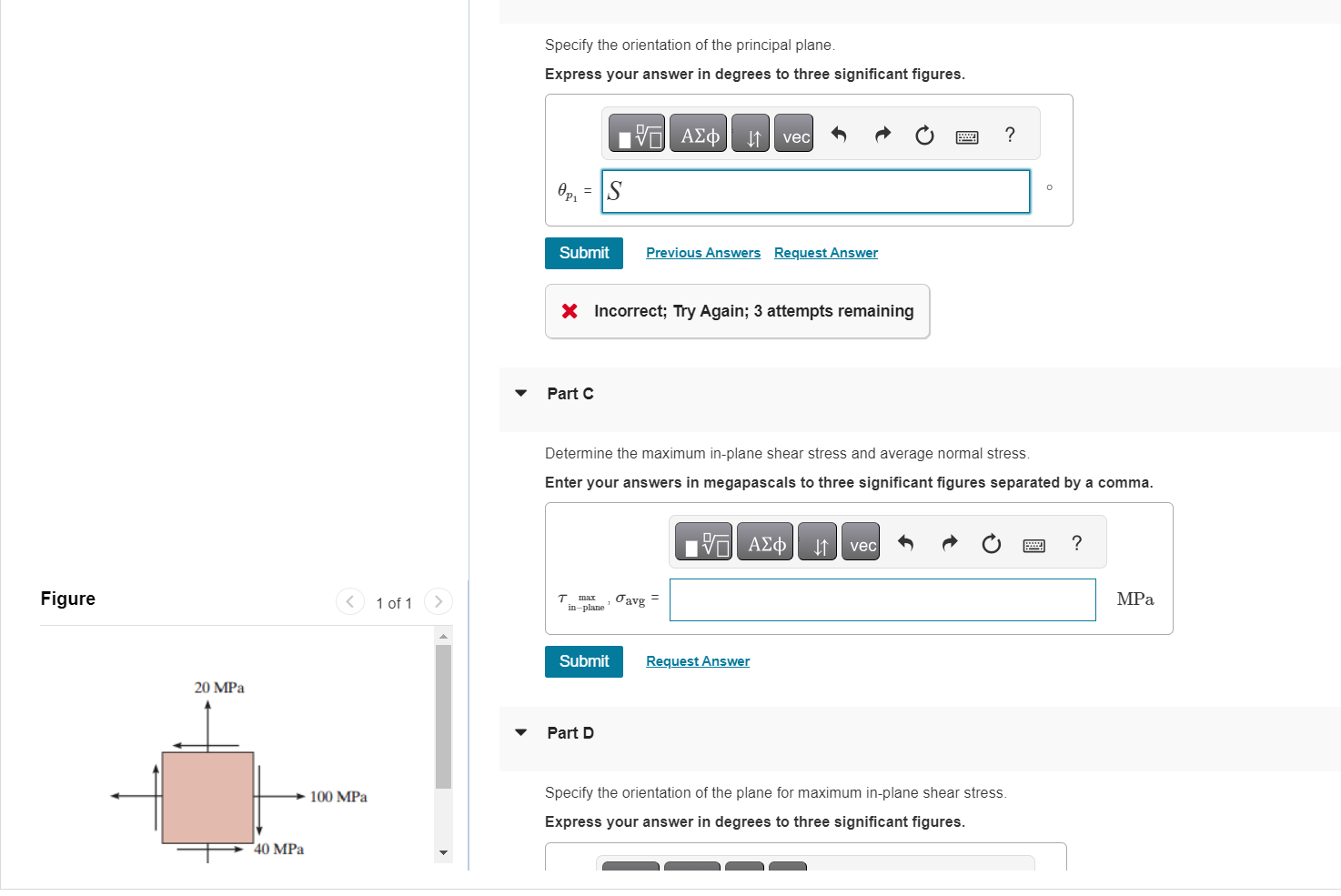 Solved Specify the orientation of the principal | Chegg.com