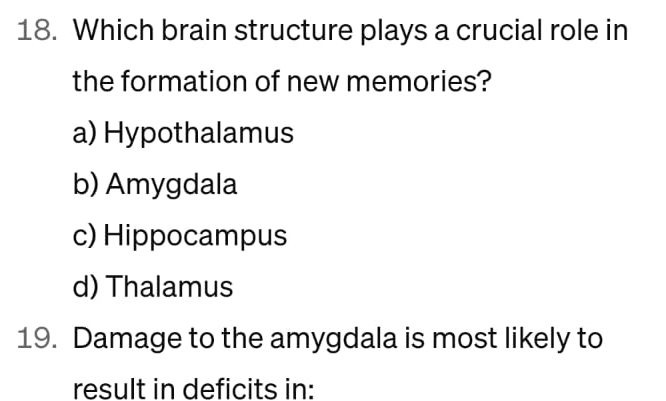 Solved Which brain structure plays a crucial role in the | Chegg.com