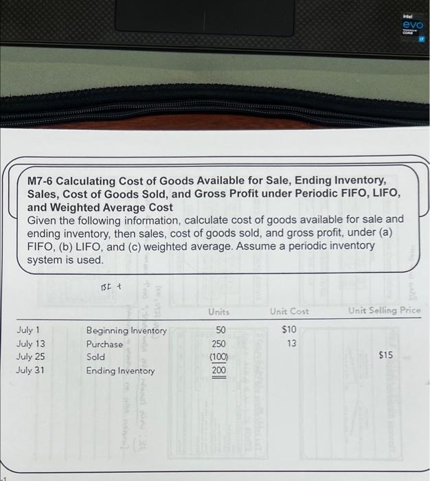 Solved M7-6 Calculating Cost of Goods Available for Sale, | Chegg.com