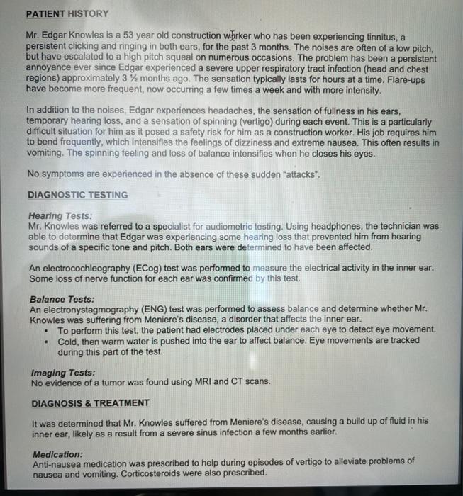 Solved which lab exercises (hearing acuity, webster test, | Chegg.com