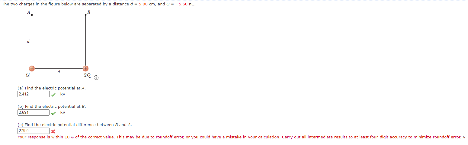 Solved The two charges in the figure below are separated by | Chegg.com