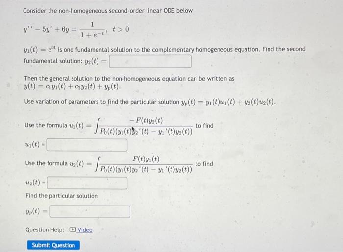 Solved Consider the non-homogeneous second-order linear ODE | Chegg.com