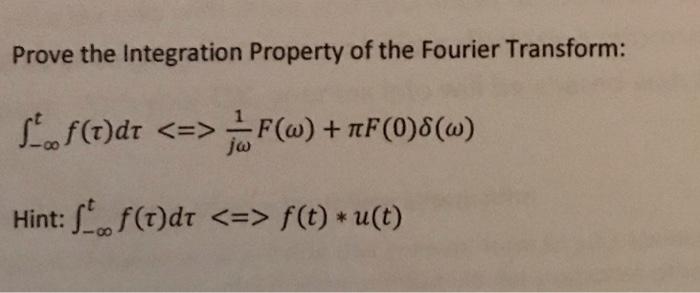 Solved Prove the Integration Property of the Fourier | Chegg.com