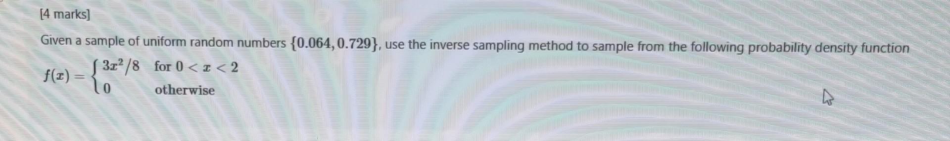 Solved Given A Sample Of Uniform Random Numbers 