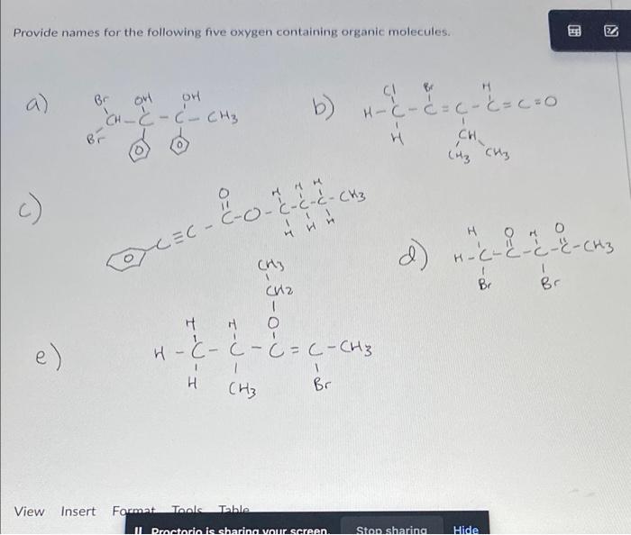 Solved Provide names for the following five oxygen | Chegg.com