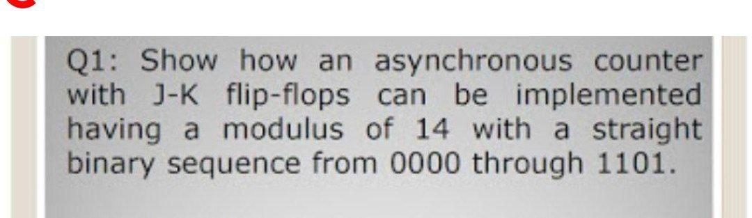 Solved Q1: Show how an asynchronous counter with J-K | Chegg.com