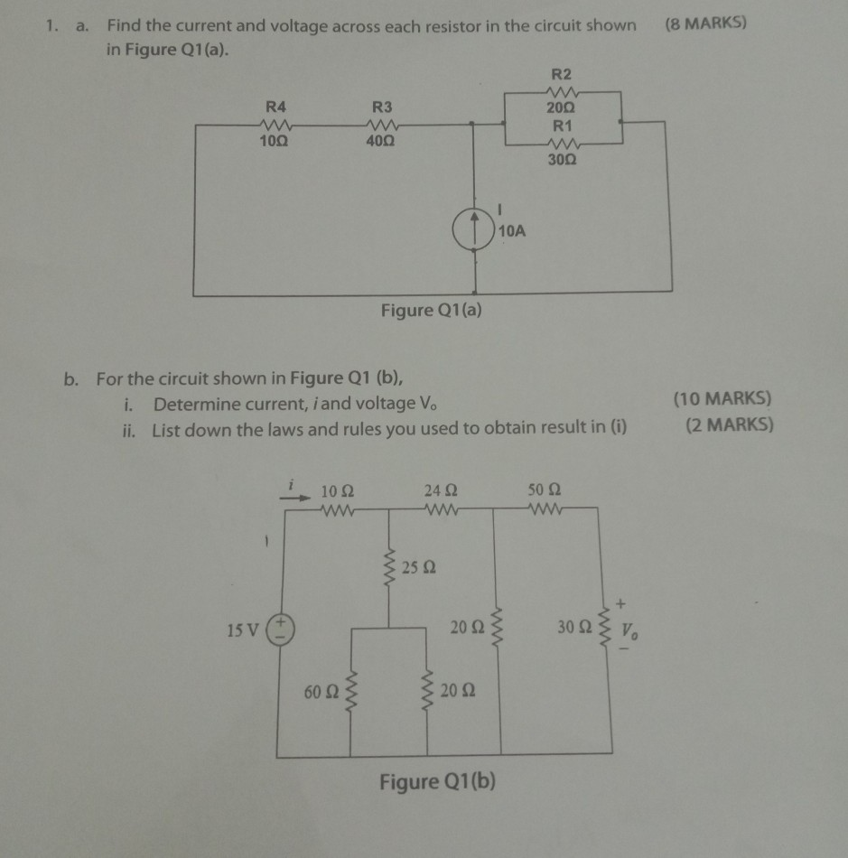 Solved (8 MARKS) 1. a. Find the current and voltage across | Chegg.com