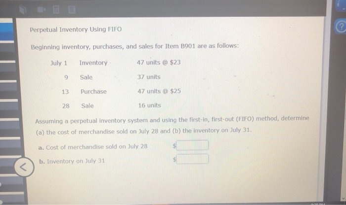 Solved Perpetual Inventory Using FIFO Beginning inventory, | Chegg.com