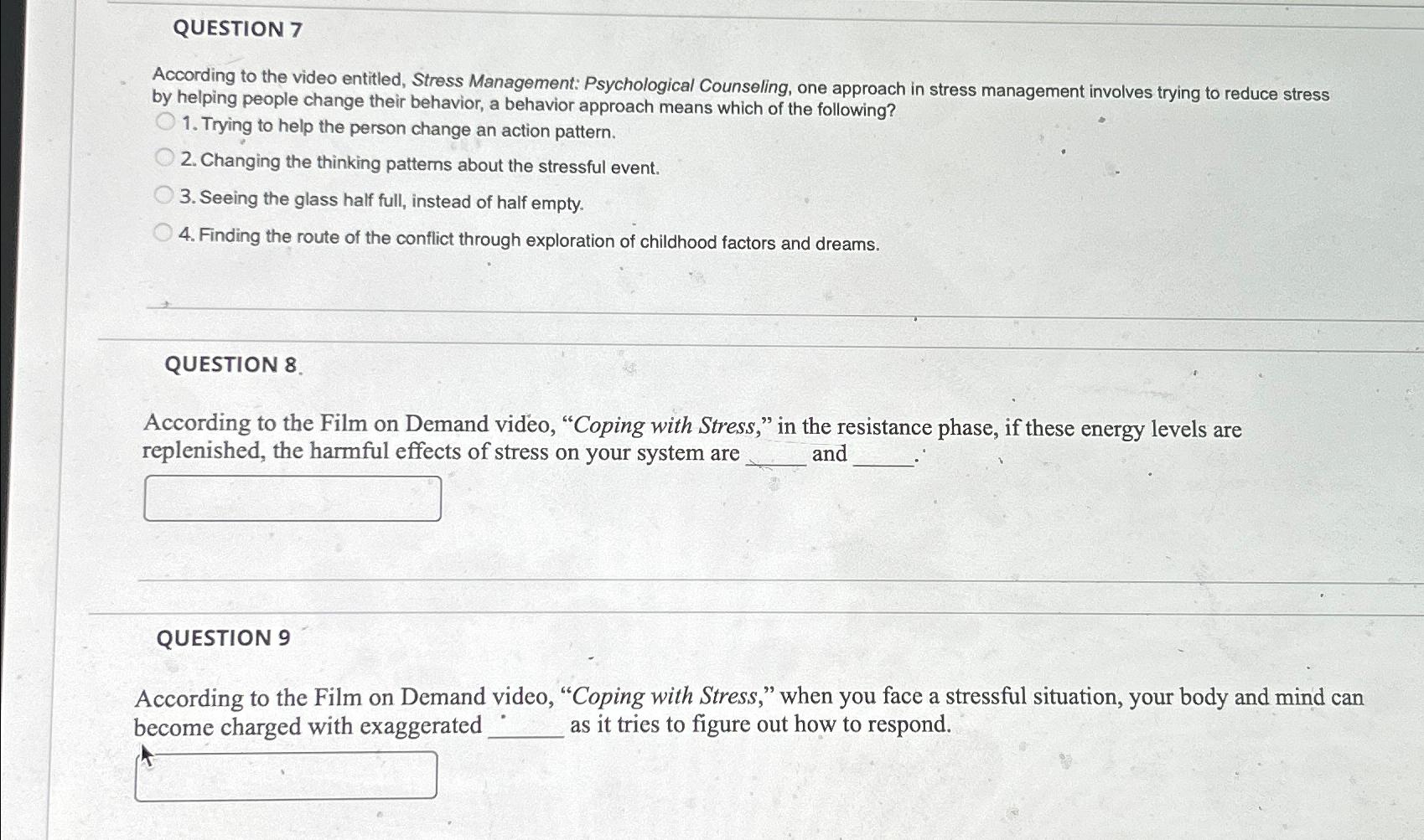 Solved QUESTION 7According to the video entitled, Stress | Chegg.com