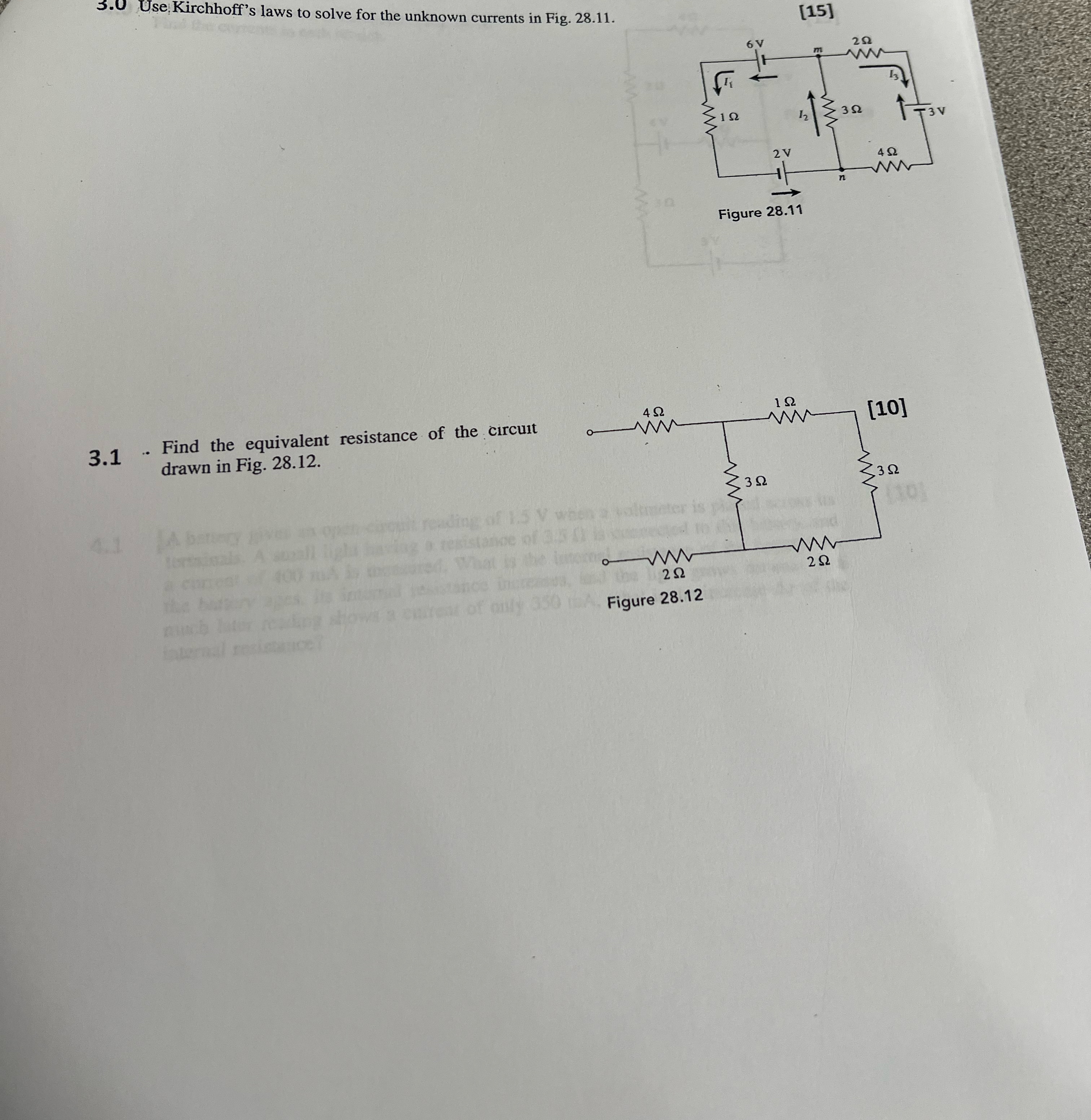 Solved Use Kirchhoff's laws to solve for the unknown | Chegg.com
