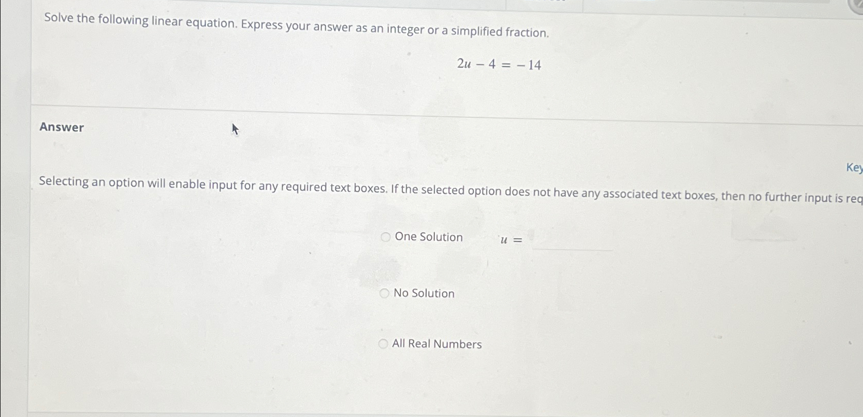 Solved Solve the following linear equation. Express your | Chegg.com