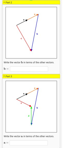 Solved (1 point) - Part 1 Write the vector a in terms of the | Chegg.com