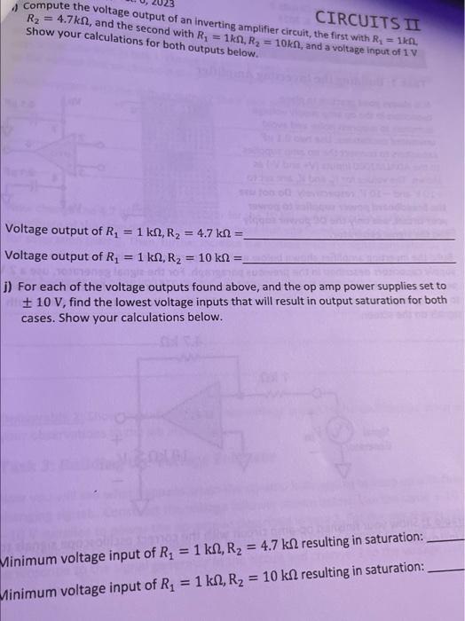 Solved Hast con CIRCUITS II Compute the voltage output of an | Chegg.com