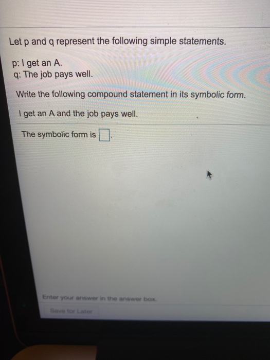Solved Let p and q represent the following simple | Chegg.com