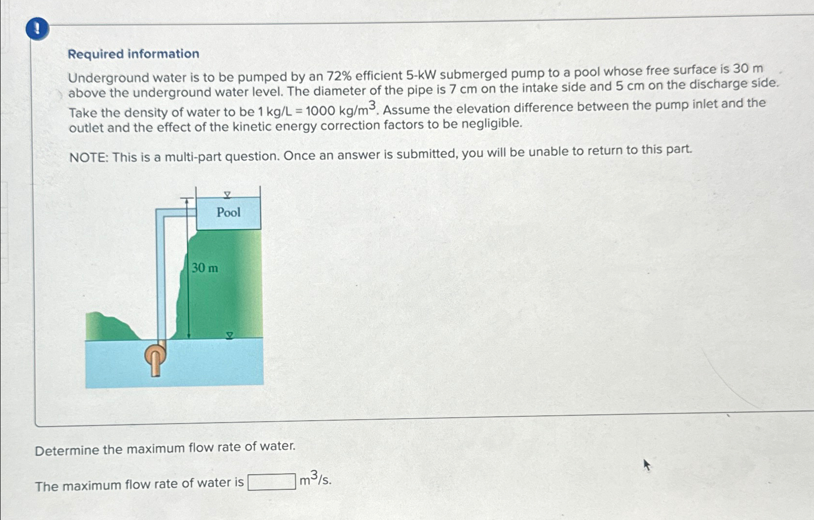 Solved Required informationUnderground water is to be pumped | Chegg.com