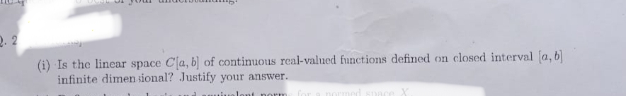 Solved (i) ﻿Is the linear space C[a,b] ﻿of continuous | Chegg.com