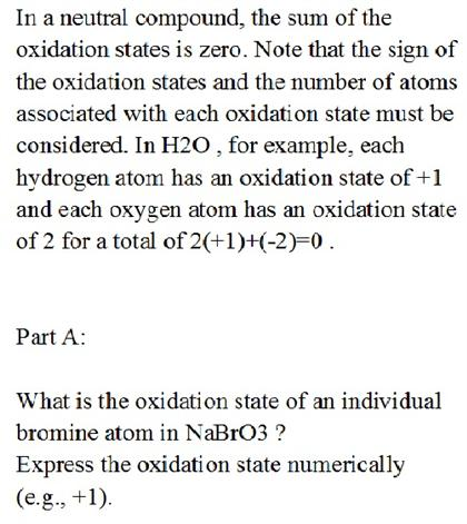 Solved In a neutral compound, the sum of the oxidation | Chegg.com