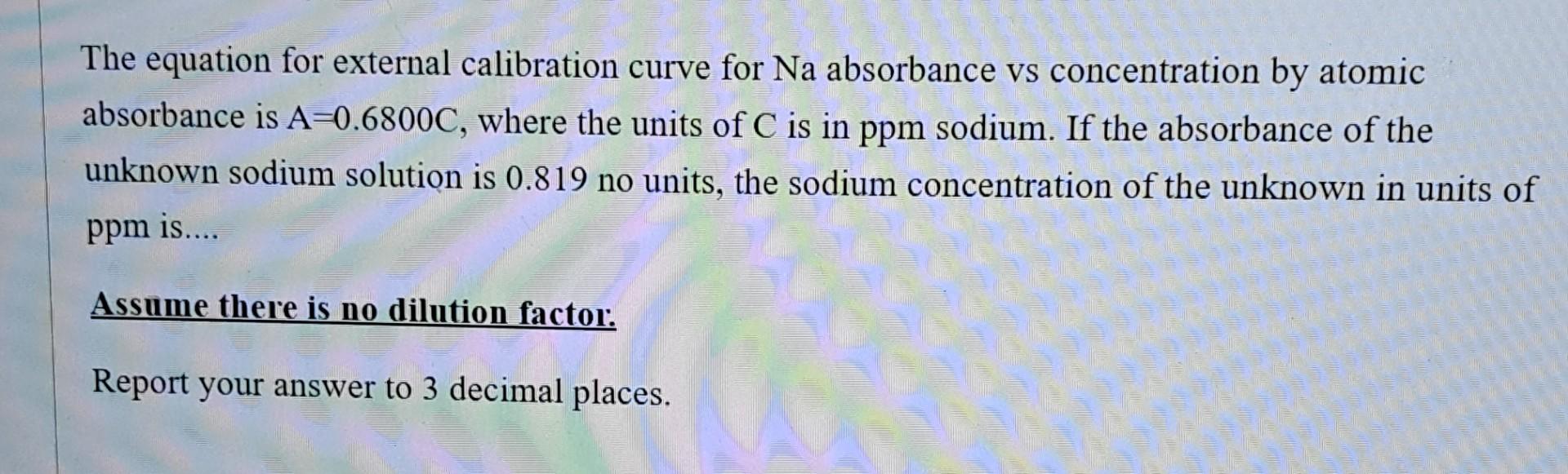 Solved The equation for external calibration curve for Na | Chegg.com