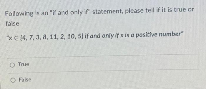 Solved Following is an "if and only if" statement, please | Chegg.com