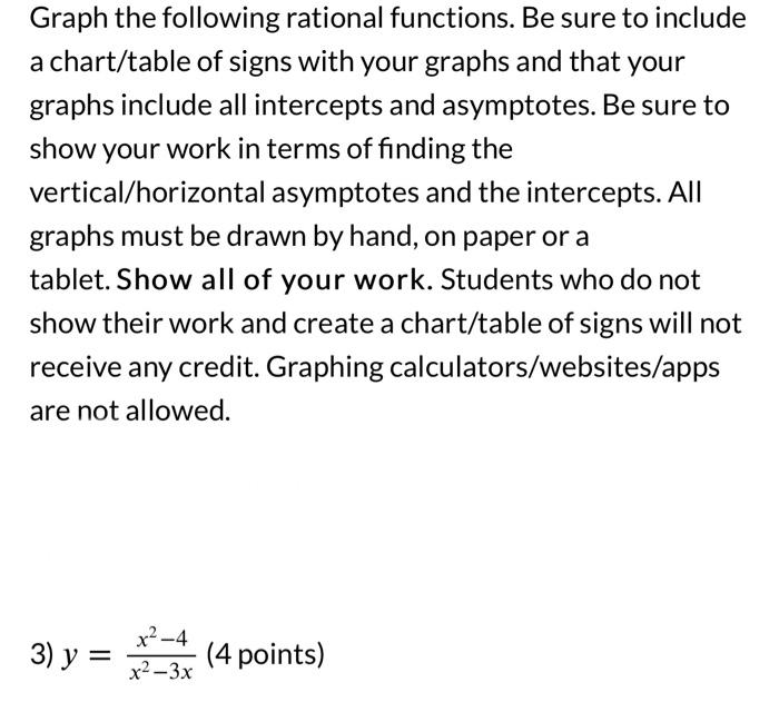 Solved Graph the following rational functions. Be sure to | Chegg.com